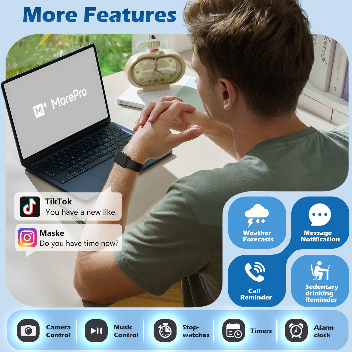 MorePro AIR2 Fitness Tracker, Smart Watch with 24/7 Heart Rate and Blo ...